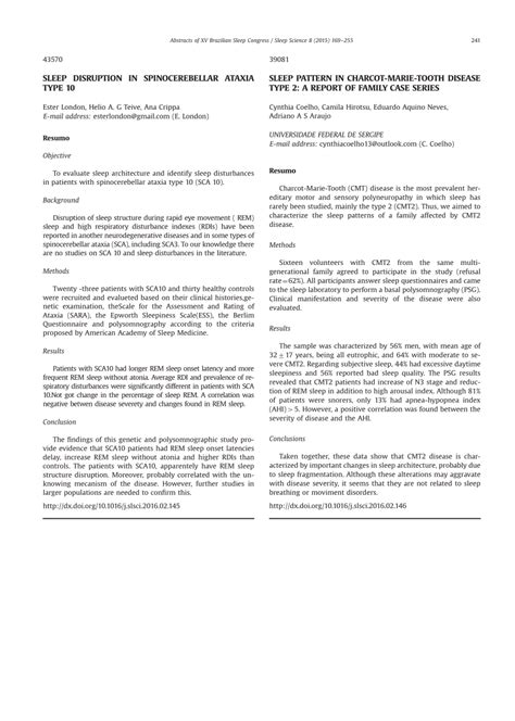 Pdf Sleep Disruption In Spinocerebellar Ataxia Type 10