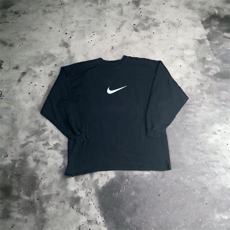 Vintage 90s Black Nike Swoosh Embroidered Sweatshirt Xl Bless Up