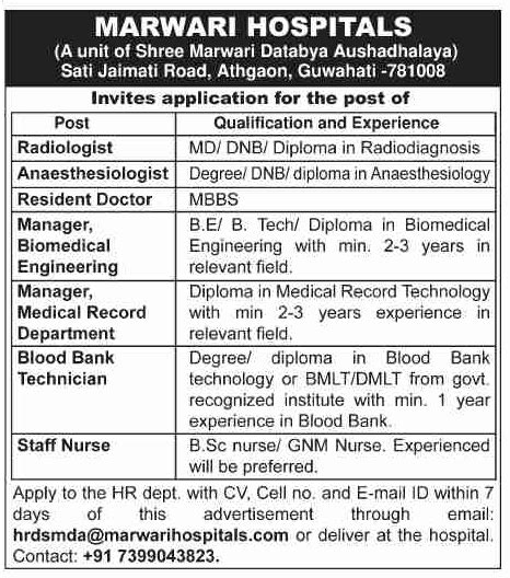 Marwari Hospitals Guwahati Recruitment 2020 Apply For Doctor