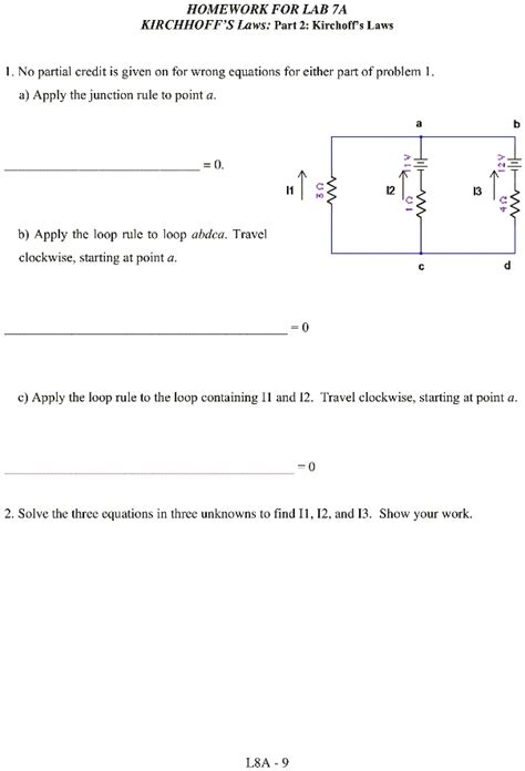 SOLVED HOMEWORK FOR LAB A KIRCHHOFF S LAWS PART KIRCHHOFF S LAWS I No Partial Credit Is
