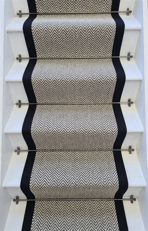 Herringbone Java Stair Runner With 100 Cotton Black Border EBay