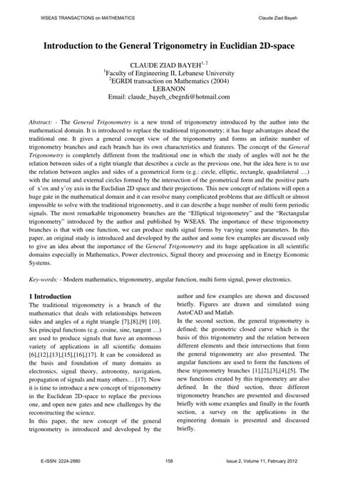 pdf introduction to the general trigonometry in euclidian 2d space