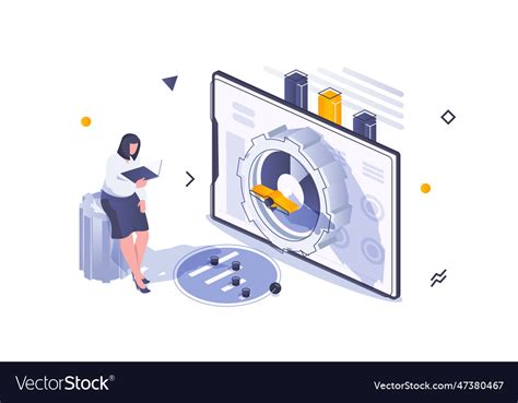 Business Marketing Concept In 3d Isometric Design Vector Image