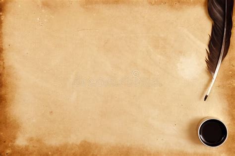 старая бумага с пером и чернилами Стоковое Изображение изображение насчитывающей текстура