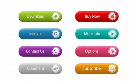 Premium Vector Vector Buttons Set For Website Mobile Menu Navigation