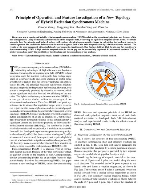 Pdf Principle Of Operation And Feature Investigation Of A New Topology Of Hybrid Excitation