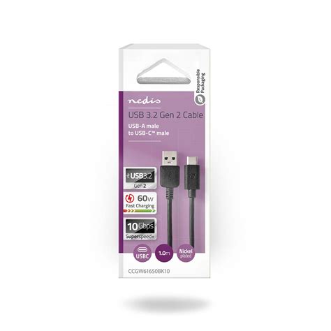 Usb Cable Usb 32 Gen 2 Usb A Male Usb C™ Male 10 Gbps Nickel