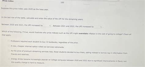 Solved Calculating Infiation Using A Simple Price Index Chegg Com
