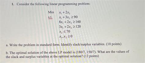 Solved Consider The Following Linear Programming Problem Chegg