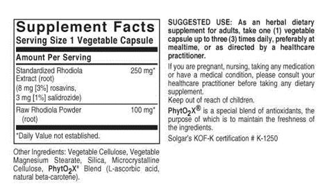 Solgar Rhodiola Root Extract Vegetable Capsules Online Vitamins