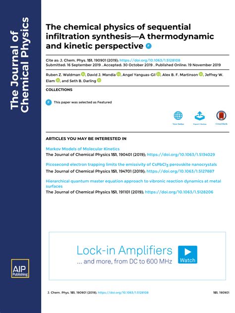 Pdf The Chemical Physics Of Sequential Infiltration Synthesis—a