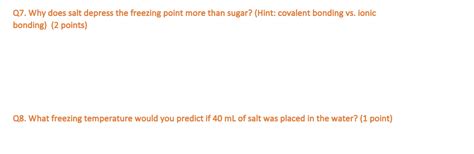 Solved Q How Did The Freezing Point Change By Increasing Chegg Com