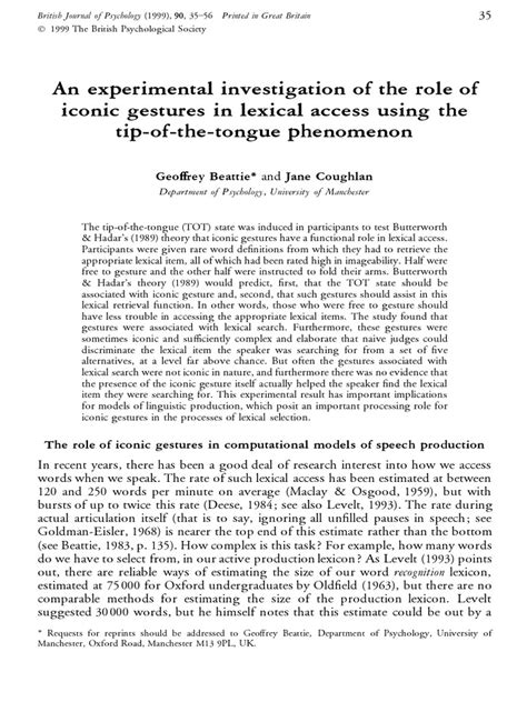 An Experimental Investigation Of The Role Of Iconic Gestures In Lexical