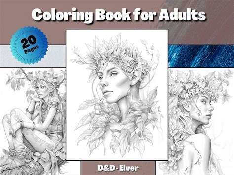 Elfs Coloring Pages For Adults Elf Grayscale Coloring Book Etsy