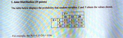 solved 2 joint distribution 25 points the table below displays the