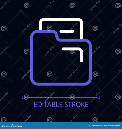 Document In Folder Pixel Perfect Color Linear Ui Icon For Dark Theme Stock Vector Illustration