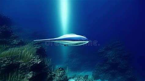 Futuristic Submarine Exploring Deep Ocean Depths Stock Video Video Of