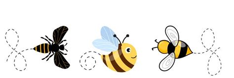 Set Cartoon Bee Mascot A Small Bees Flying Vector Image