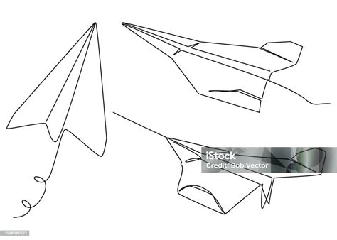 종이 비행기의 연속 한 줄 얇은 선 그림 벡터 개념입니다 윤곽 그리기 창의적인 아이디어 선에 대한 스톡 벡터 아트 및 기타 이미지 Istock