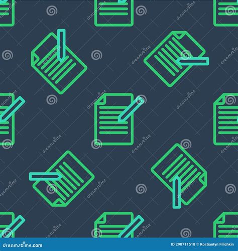 Line Document And Pen Icon Isolated Seamless Pattern On Blue Background File Icon Checklist