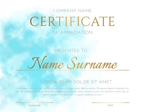 Turquoise Elegant Certificate Design In Light Pastel Colot 43244200