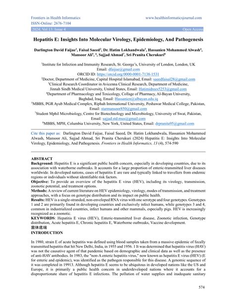 Pdf Hepatitis E Insights Into Molecular Virology Epidemiology And Pathogenesis