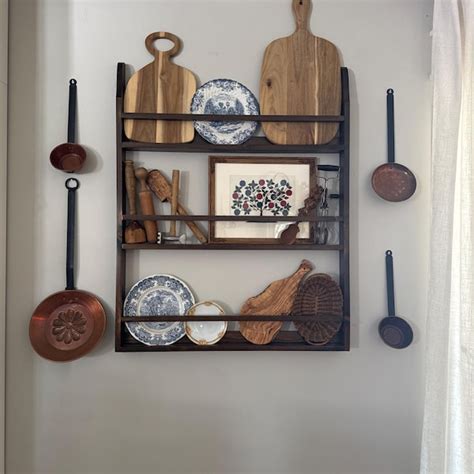 Farmhouse Plate Rack Kitchen Wall Storage Cutting Board Display Etsy