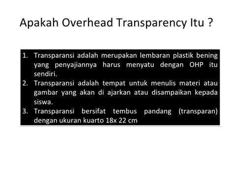 Overhead Transparency Oht