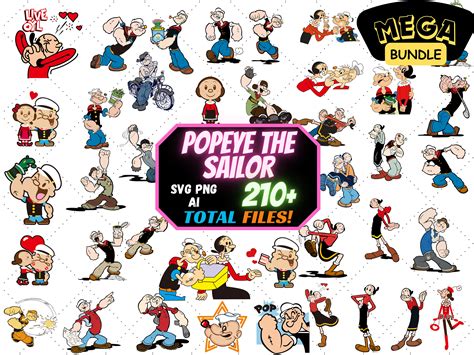 Popeye Svg Popeye The Sailorr Bundle Svg For Cricut Bluto Svg Sweet