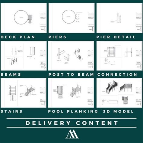 Customizable Pool Deck Round Pool Blueprint With Material List Cost Estimate Etsy