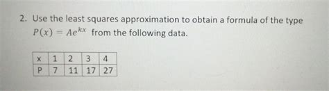 Solved Use The Least Squares Approximation To Obtain A Chegg