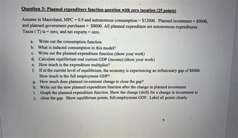Solved Question 3 Planned Expenditure Function Question