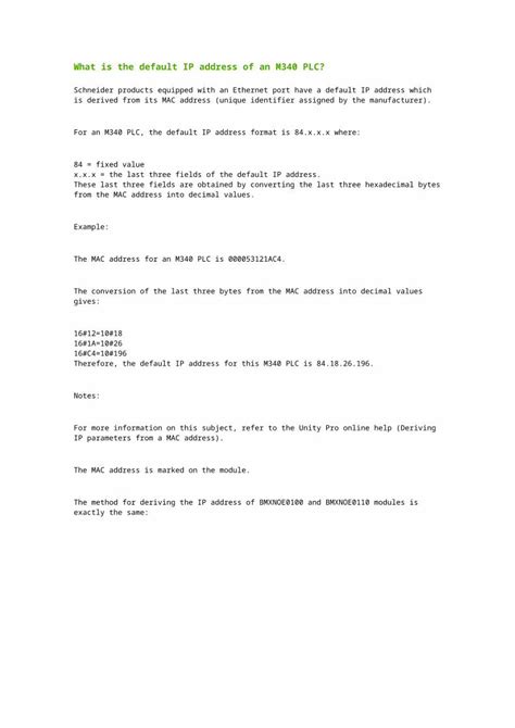 Docx What Is The Default Ip Address Of An M340 Plc Dokumen Tips
