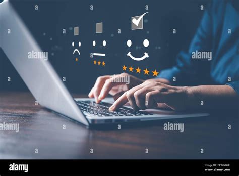 User Give Rating To Service Experience On Online Application For Customer Review Satisfaction