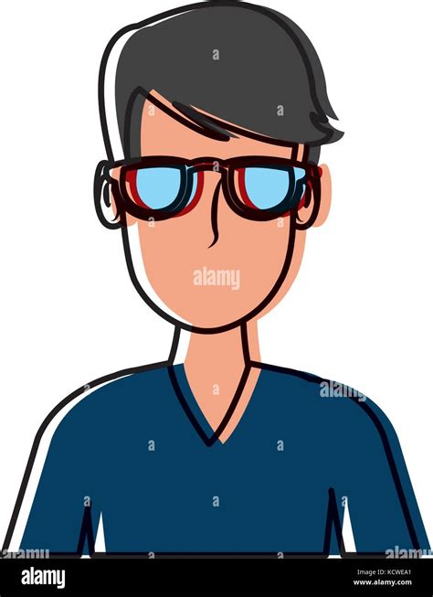 Man Face With Glasses Cartoon Stock Vector Image And Art Alamy