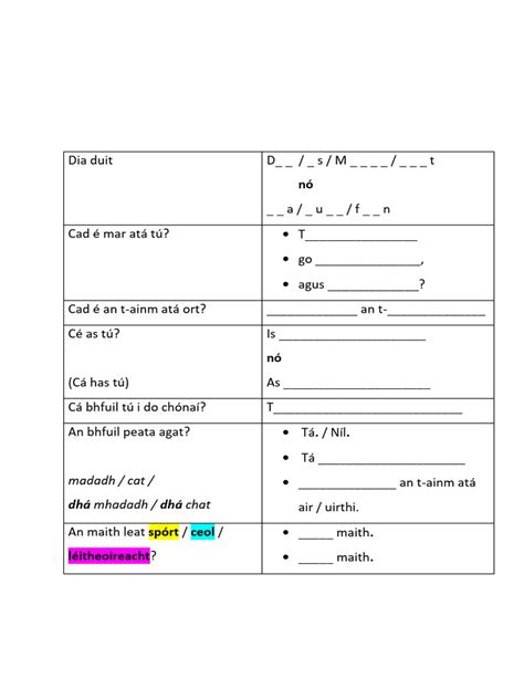 Irish Lesson 4 Pdf