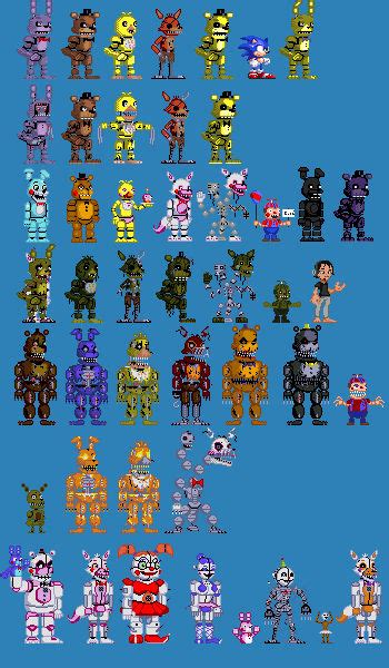 16 Bit Sonic Styled Fnaf Sprites Free To Use By Jadethecatyt On