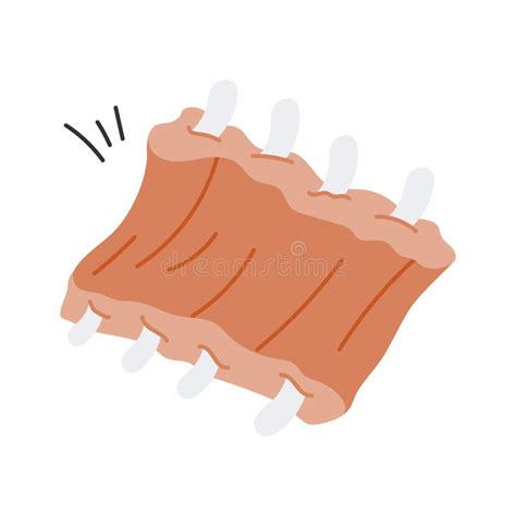 Savory Roasted Ribs Hand Drawn Icon Design Stock Vector Illustration