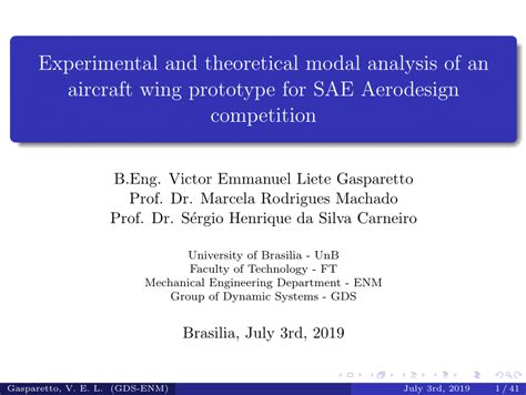 Pdf Modal Analysis Of An Aircraft Wing Prototype For Sae Aerodesign