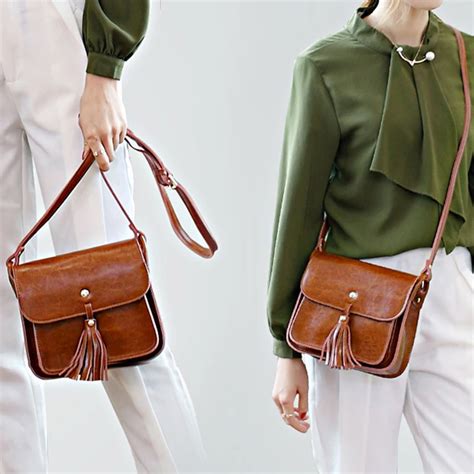 Women Genuine Leather Sling Crossbody Messenger Flap Bag Fashion Simple