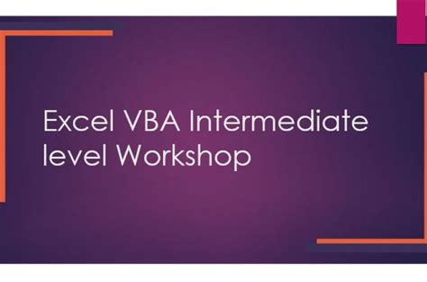 Excel VBA Intermediate Level Workshop Online Training HKU Business