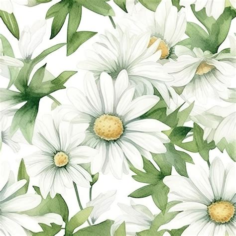 Premium Ai Image A Seamless Pattern With White Flowers And Green Leaves