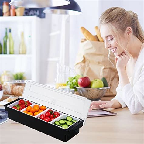 Mukeen Ice Cooled Condiment Serving Container 4 Compartment Chilled