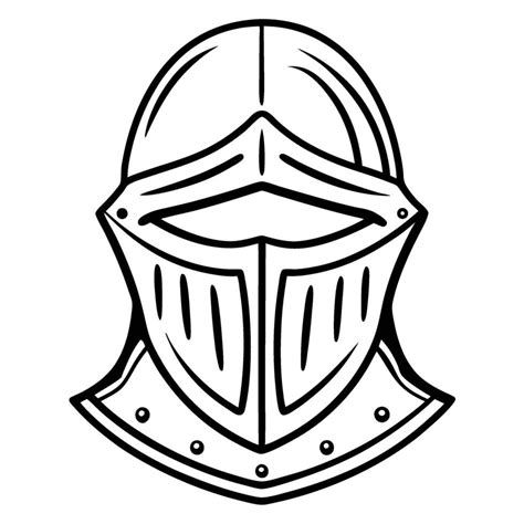 Knight Armor Helmet Line Art Illustration Medieval Steel Face Mask