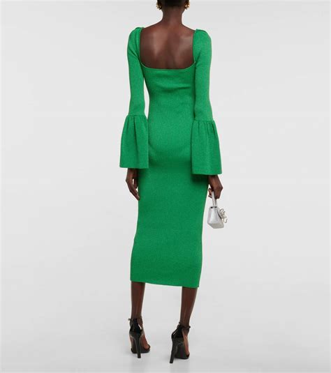 Self Portrait Cutout Ribbed Knit Midi Dress Self Portrait