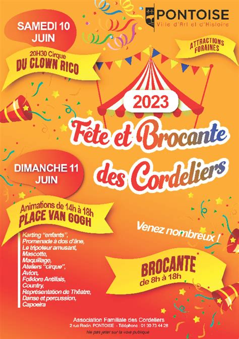 Fête Et Brocante Des Cordeliers à Pontoise Les 10 Et 11 Juin 2023