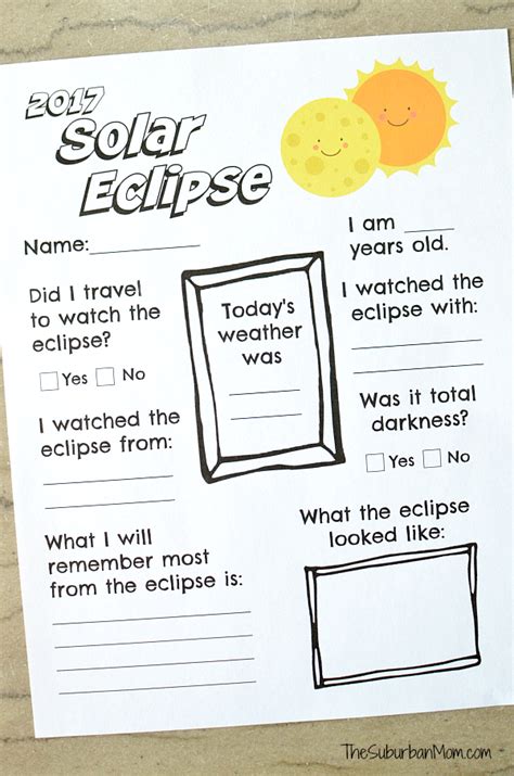 2017 Solar Eclipse Worksheet Printable The Suburban Mom