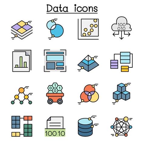 Process Data Analysis Icon Set In Thin Line Style Vector Image
