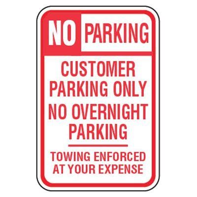 No Parking Signs Customer Only No Overnight Parking Emedco