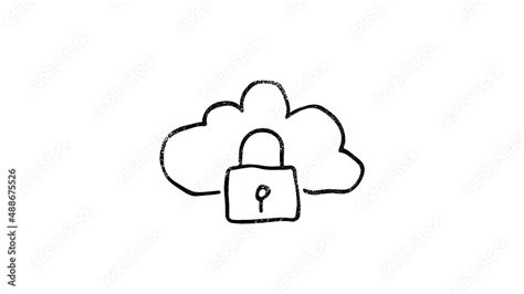 Cyber Security Hand Draw Icon On Dark Background Security Concept